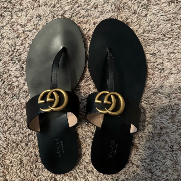 Gucci | Shoes | Gucci Double G Marmont Leather Sandal Worn Twice | Poshmark